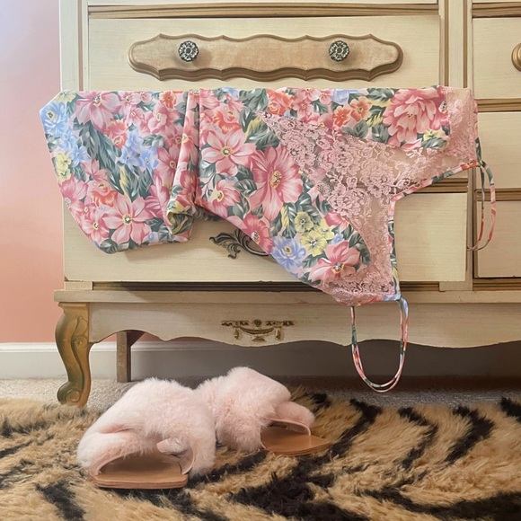 Victoria's Secret | Dresses | Vintage Vs Floral Slip Dress W Lace ...